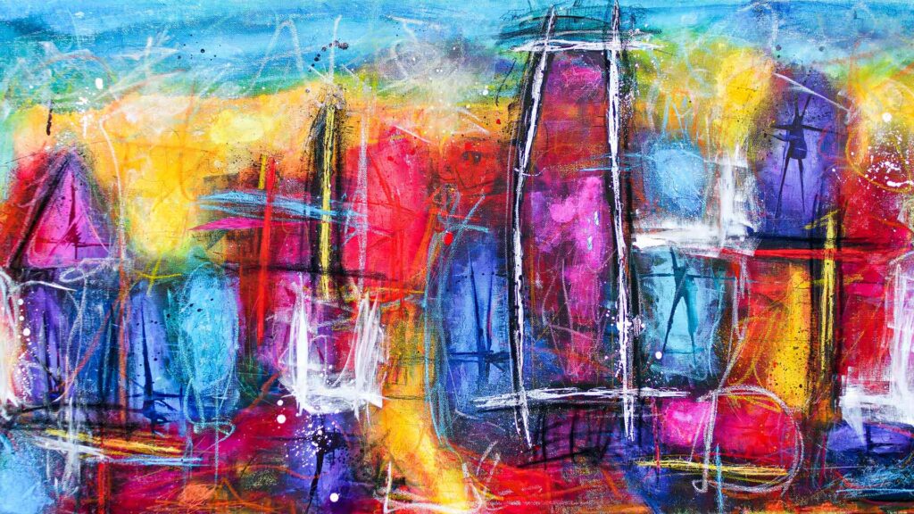 Moderne små og store malerier i flotte farverige designs ️